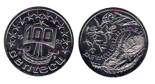 Penningen / Ecu Euro / Nederland / 1992 / 100 Cent Ecu / Unc - Hansmunt
